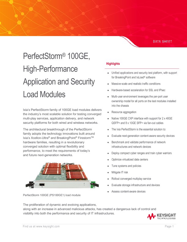 PerfectStorm® 100GE, High-Performance Application and Security Load Modules PDF Asset Page ...
